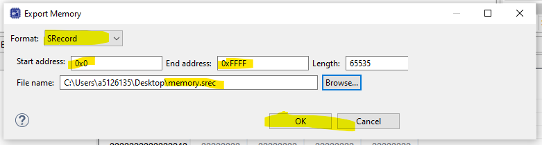 This will output the program binary in S3 SREC format, fixed 32bit ...